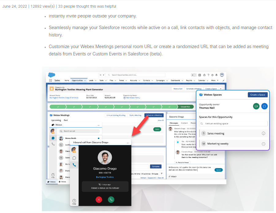 Inbound Calls Webex For Salesforce Integration And Confirmation Screen